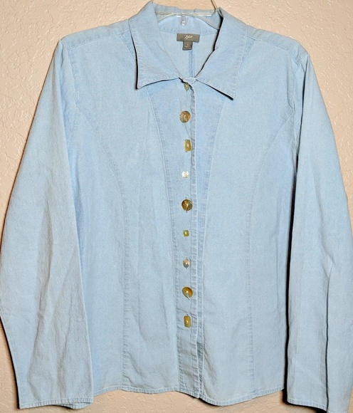 J. Jill | Tops | Jjill Chambray Button Down Shirt Cotton | Poshmark